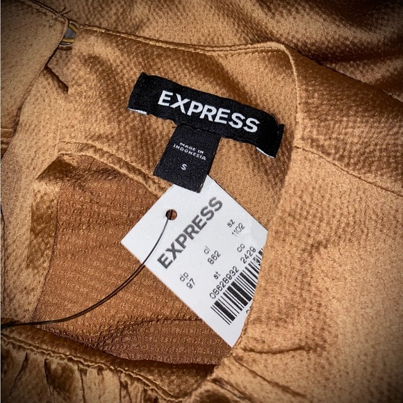Express | Tops | Sleeveless Hammered Satin Look Copper Colored Blouse ...